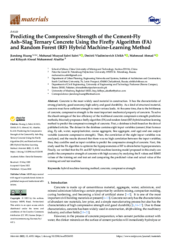 (PDF) Predicting the Compressive Strength of the Cement-Fly Ash–Slag Ternary Concrete Using the ...