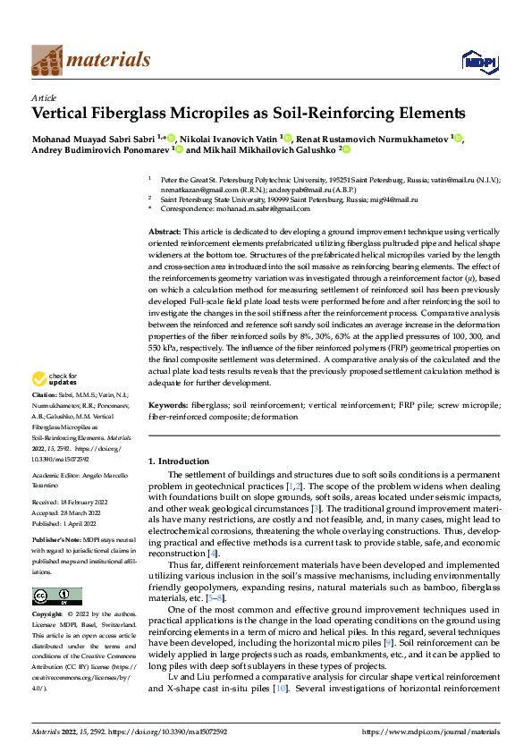 (PDF) Vertical Fiberglass Micropiles as Soil-Reinforcing Elements