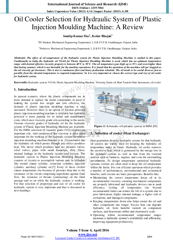 (PDF) Oil Cooler Selection for Hydraulic System of Plastic Injection ...