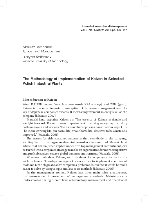 (PDF) The Methodology of Implementation of Kaizen in Selected Polish ...