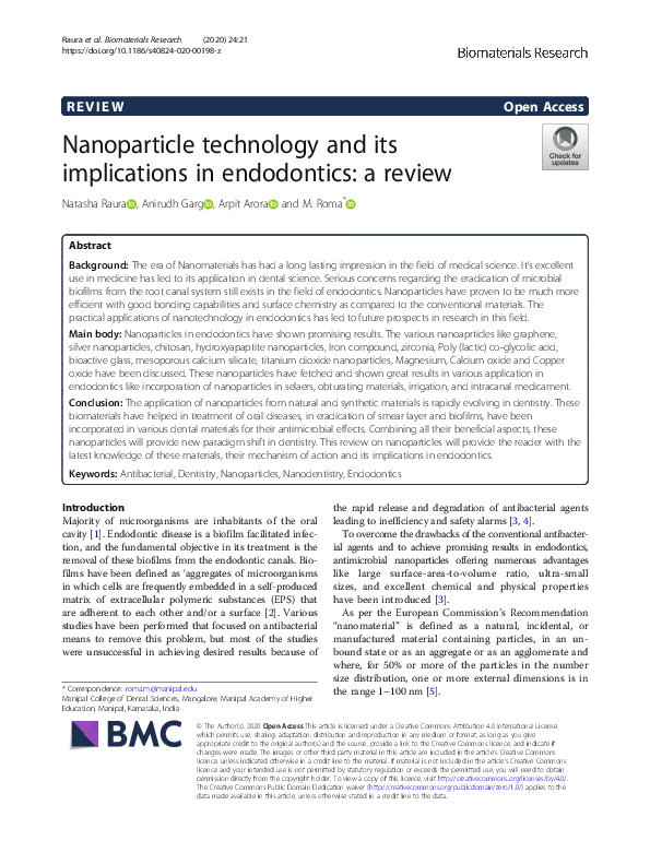 (PDF) Nanoparticle technology and its implications in endodontics: a review