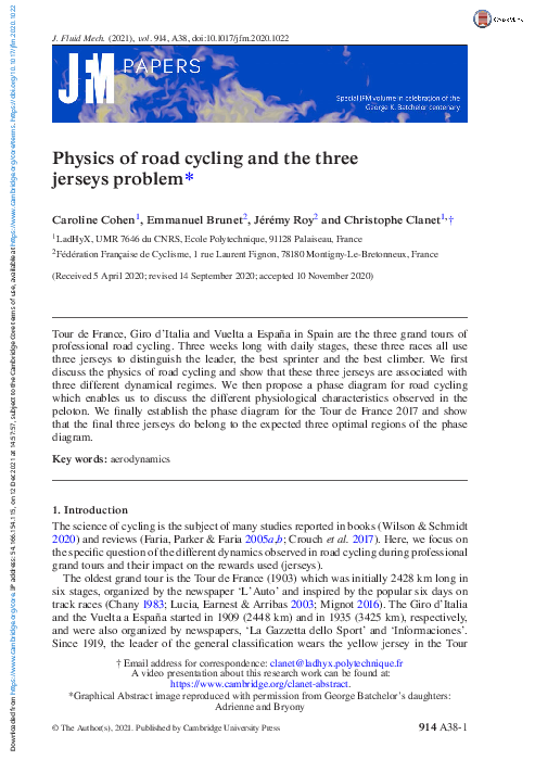 (PDF) Physics of road cycling and the three jerseys problem