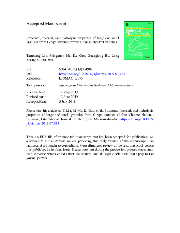 (PDF) Structural, thermal, and hydrolysis properties of large and small ...