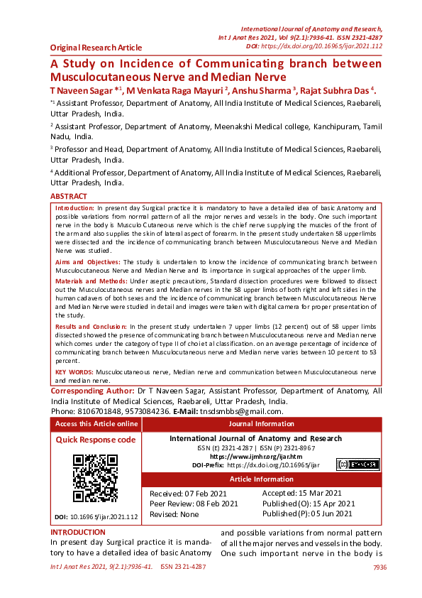 (PDF) A Study on Incidence of Communicating branch between ...