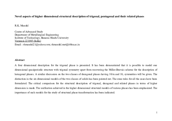 (PDF) Novel aspects of higher dimensional structural description of ...