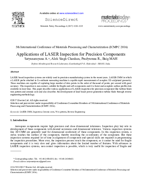 (PDF) Processing and Characterization ( ICMPC 2016 ) Applications of ...