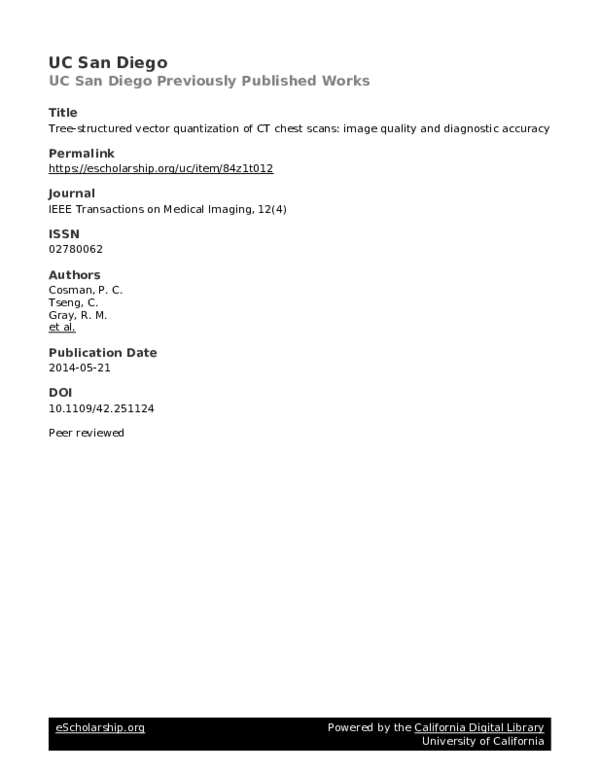 Pdf Tree Structured Vector Quantization Of Ct Chest Scans Image Quality And Diagnostic