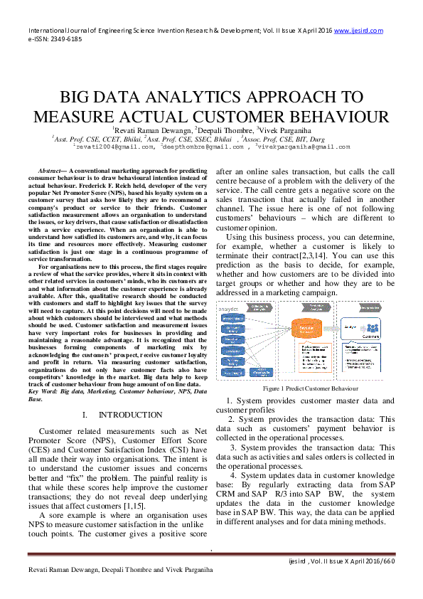 (PDF) Big Data Analytics Approach to Measure Actual Customer Behaviour