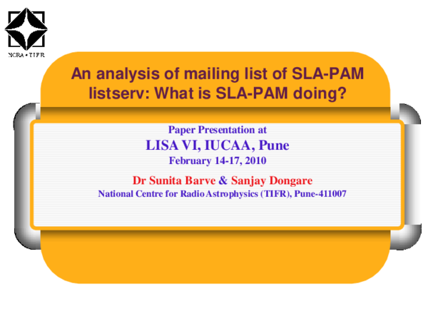 (PDF) Analysis of mailing list of SLA-PAM listserv: What is SLA-PAM doing?