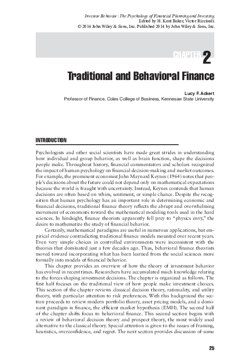(PDF) Investor Behavior: The Psychology of Financial Planning and Investing