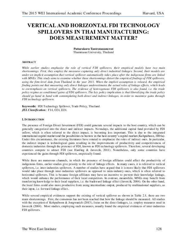 (PDF) The West East Institute 128 VERTICAL AND HORIZONTAL FDI ...