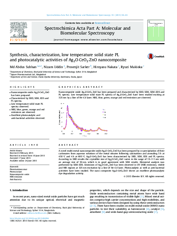(PDF) Synthesis, characterization, low temperature solid state PL and ...