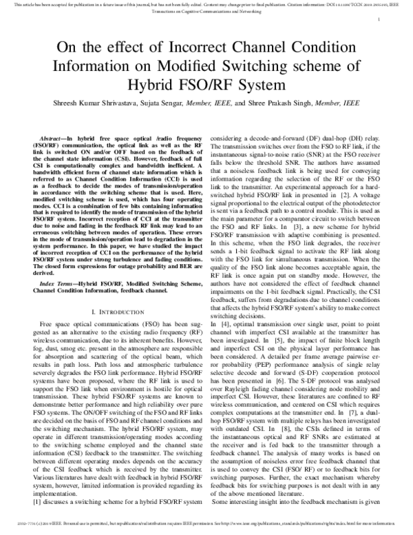 (PDF) On the Effect of Incorrect Channel Condition Information on ...
