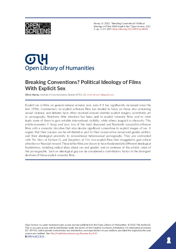 (PDF) Breaking Conventions? Political Ideology of Films With Explicit Sex