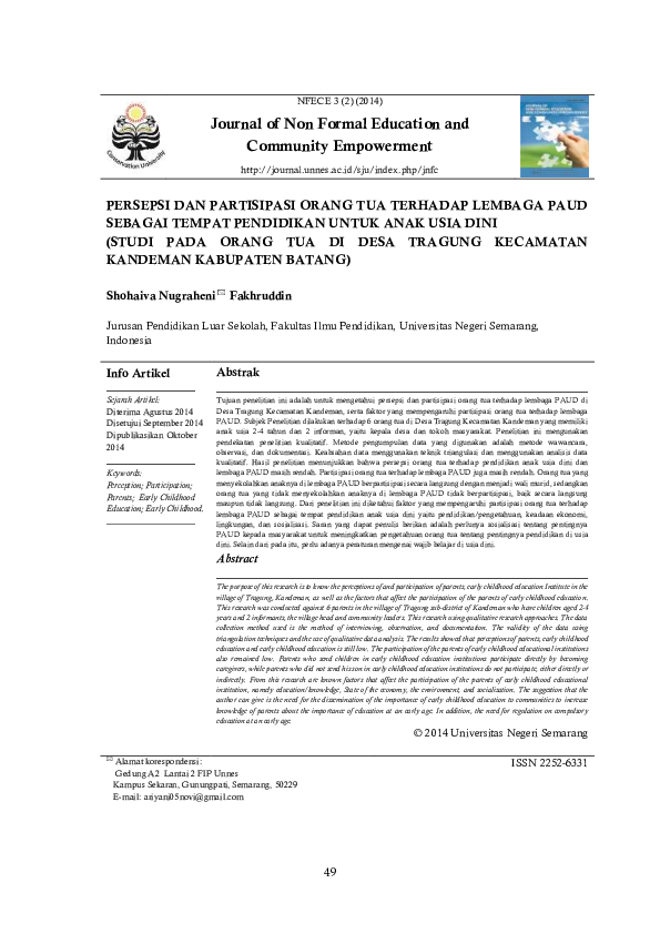 (PDF) Journal of Non Formal Education and Community Empowerment PERSEPSI DAN PARTISIPASI ORANG ...