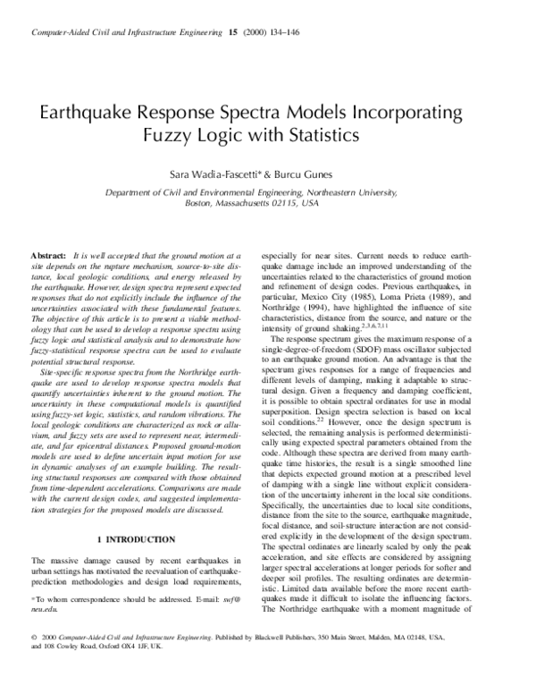 (PDF) Earthquake Response Spectra Models Incorporating Fuzzy Logic with ...