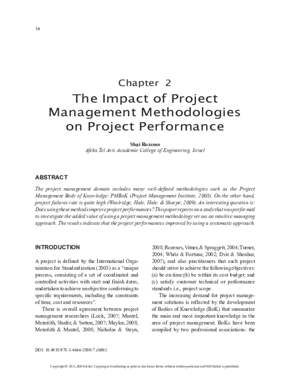 (PDF) The Impact of Project Management Methodologies on Project Performance