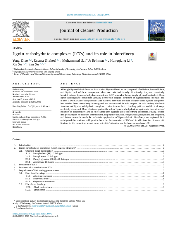 (PDF) Lignin-carbohydrate complexes (LCCs) and its role in biorefinery