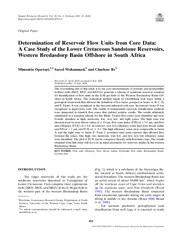 (PDF) Determination of Reservoir Flow Units from Core Data: A Case ...