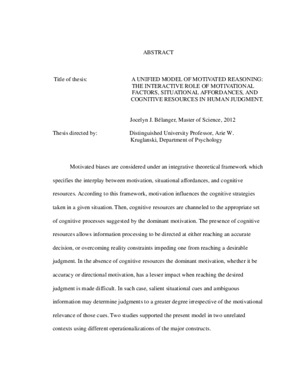 (PDF) A Unified Model of Motivated Reasoning: The Interactive Role of ...