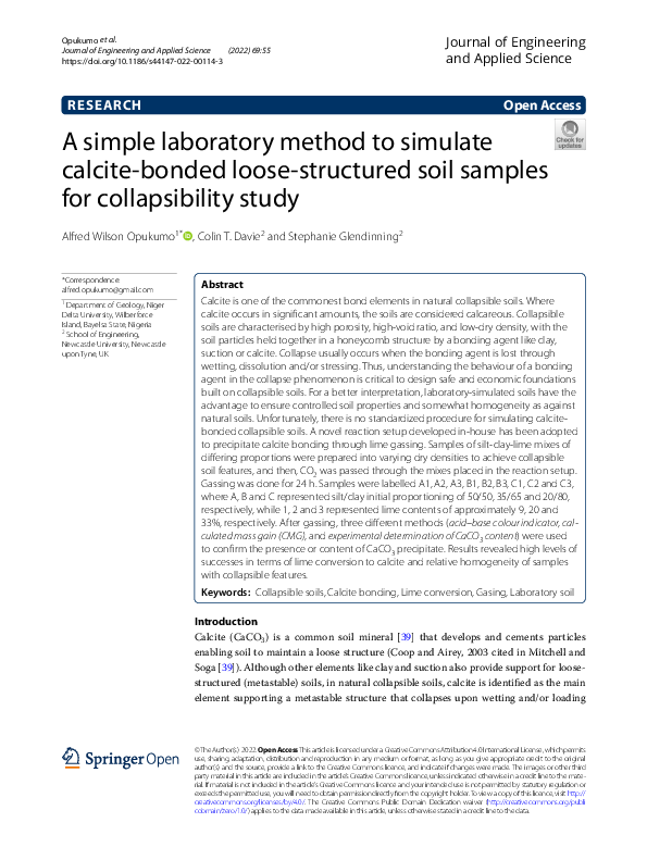 (PDF) A simple laboratory method to simulate calcite-bonded loose ...