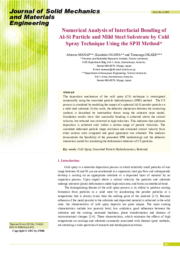 (PDF) Numerical Analysis of Interfacial Bonding of Al-Si Particle and Mild Steel Substrate by ...