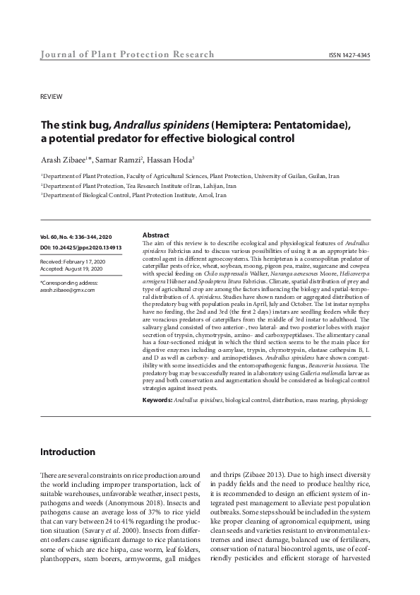 (PDF) The stink bug, Andrallus spinidens (Hemiptera: Pentatomidae), a ...