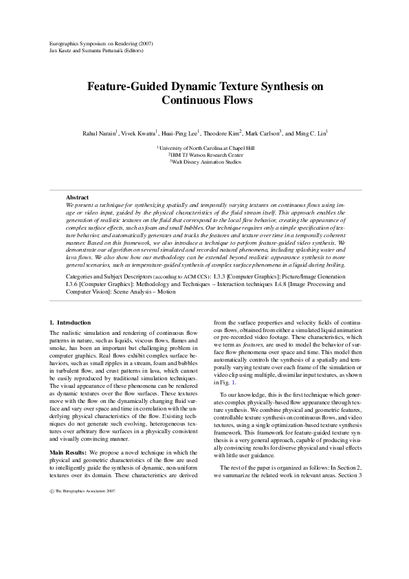Pdf Feature Guided Dynamic Texture Synthesis On Continuous Flows