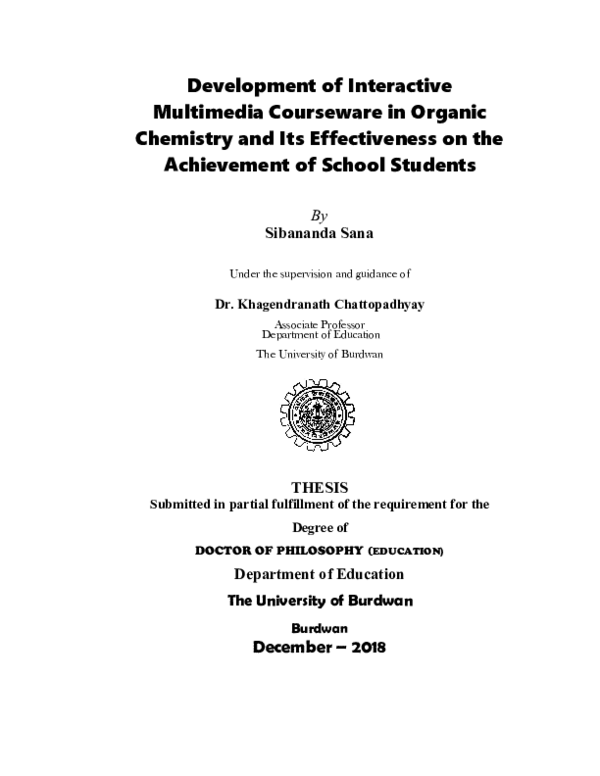 (PDF) Development of Interactive Multimedia Courseware in Organic Chemistry and Its ...