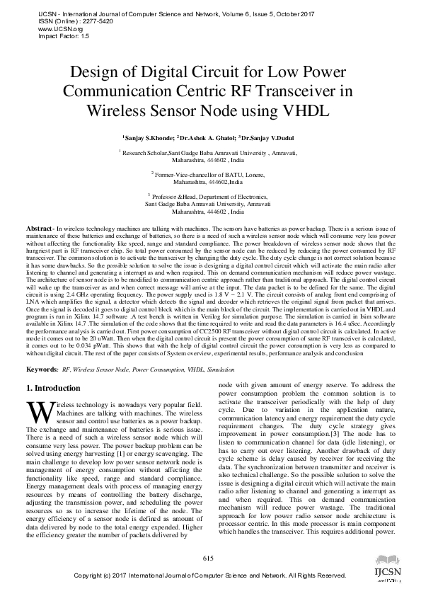(PDF) Design of Digital Circuit for Low Power Communication Centric RF Transceiver in Wireless ...