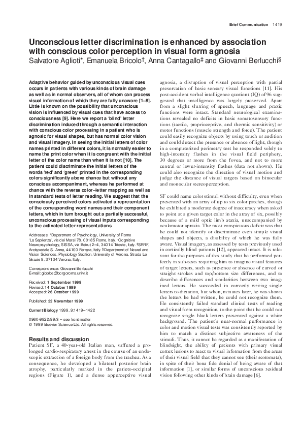 (PDF) Unconscious letter discrimination is enhanced by association with ...
