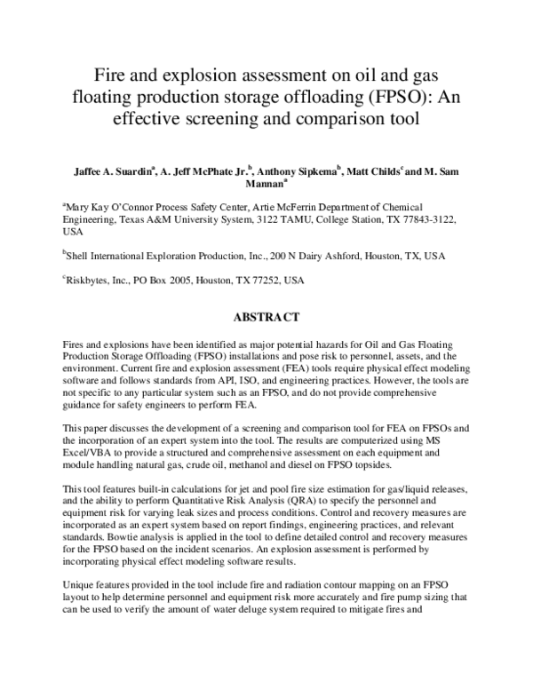(PDF) Fire and explosion assessment on oil and gas floating production ...