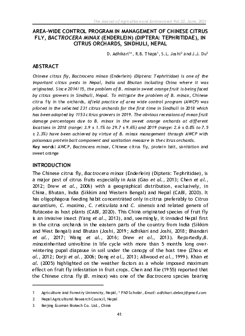 (PDF) Area-Wide Control Program in Management of Chinese Citrus Fly ...
