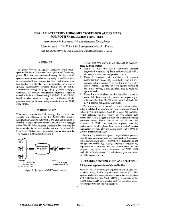 Pdf Speaker Detection Using Multi Speaker Audio Files For Both Enrollment And Test