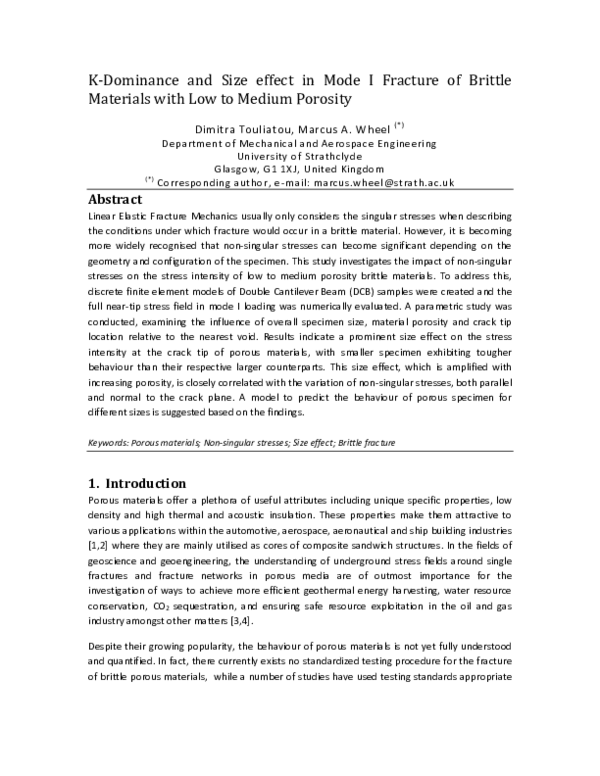 (PDF) K-dominance and size effect in mode I fracture of brittle ...