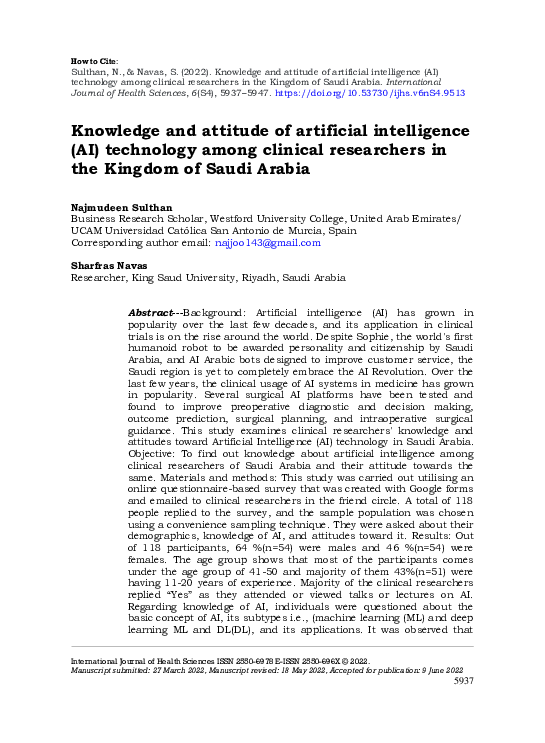 (PDF) Knowledge and attitude of artificial intelligence (AI) technology among clinical ...
