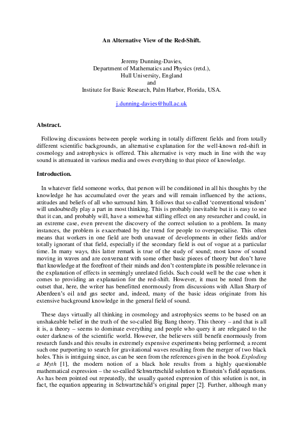 (PDF) An Alternative View of the Red-Shift