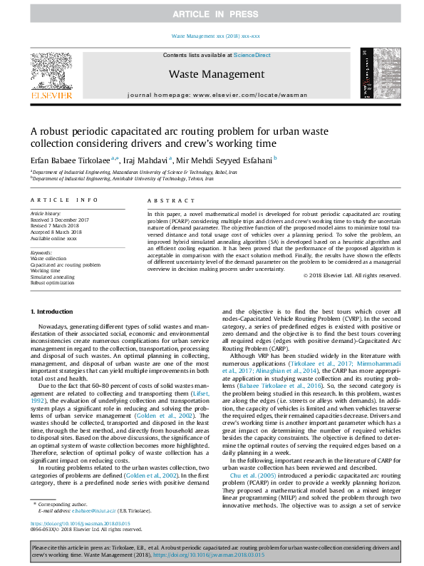 (PDF) A robust periodic capacitated arc routing problem for urban waste ...