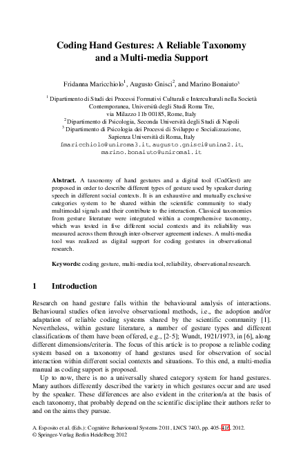 (PDF) Coding Hand Gestures: A Reliable Taxonomy and a Multi-media Support