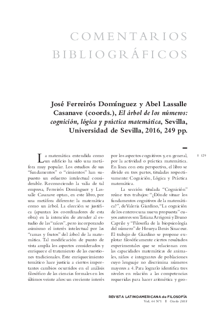 (PDF) José Ferreirós Domínguez y Abel Lassalle Casanave (coords.), El árbol de los números ...