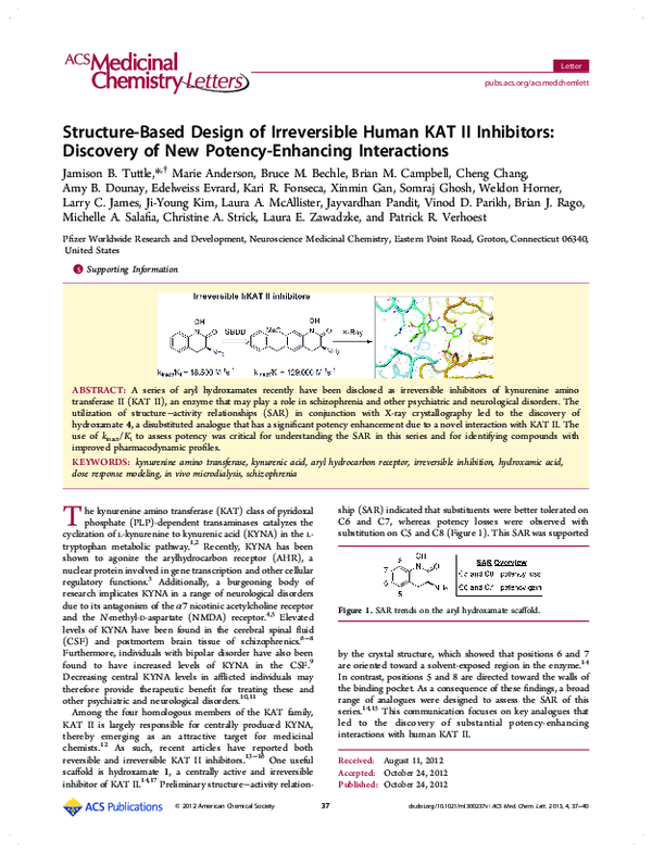 (PDF) Structure-Based Design of Irreversible Human KAT II Inhibitors ...