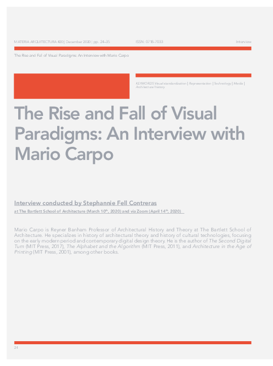 (PDF) The Rise and Fall of Visual Paradigms: An Interview with Mario Carpo