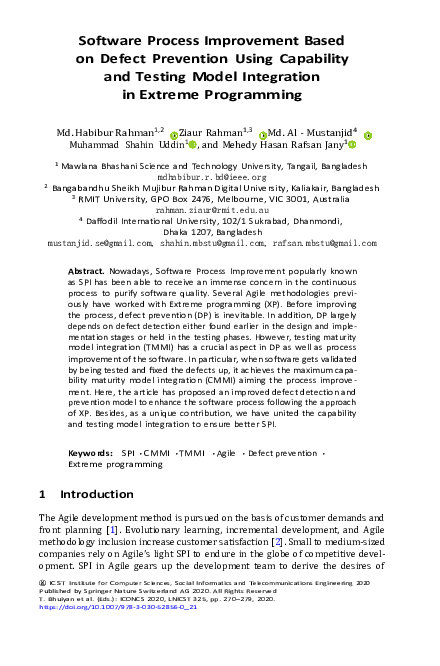 (PDF) Software Process Improvement Based on Defect Prevention Using ...
