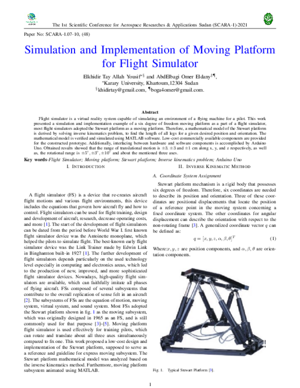 (PDF) Simulation and Implementation of Moving Platform for Flight Simulator