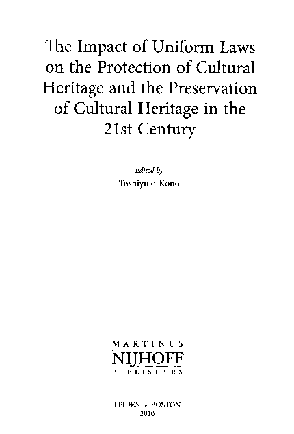(PDF) The Impact of Uniform Laws on the Protection of Cultural Heritage ...