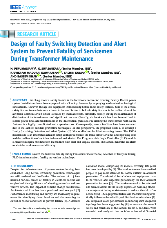 Pdf Design Of Faulty Switching Detection And Alert System To Prevent