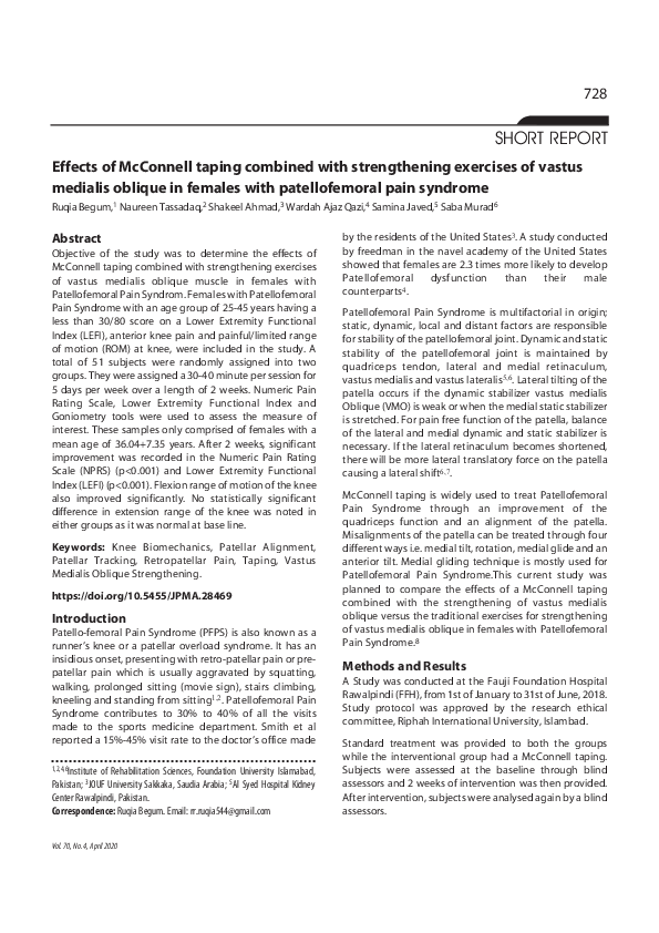 (PDF) Effects of McConnell Taping Combined With Strengthening Exercises ...