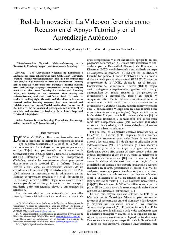 (PDF) Red de Innovación: La Videoconferencia como Recurso en el Apoyo ...