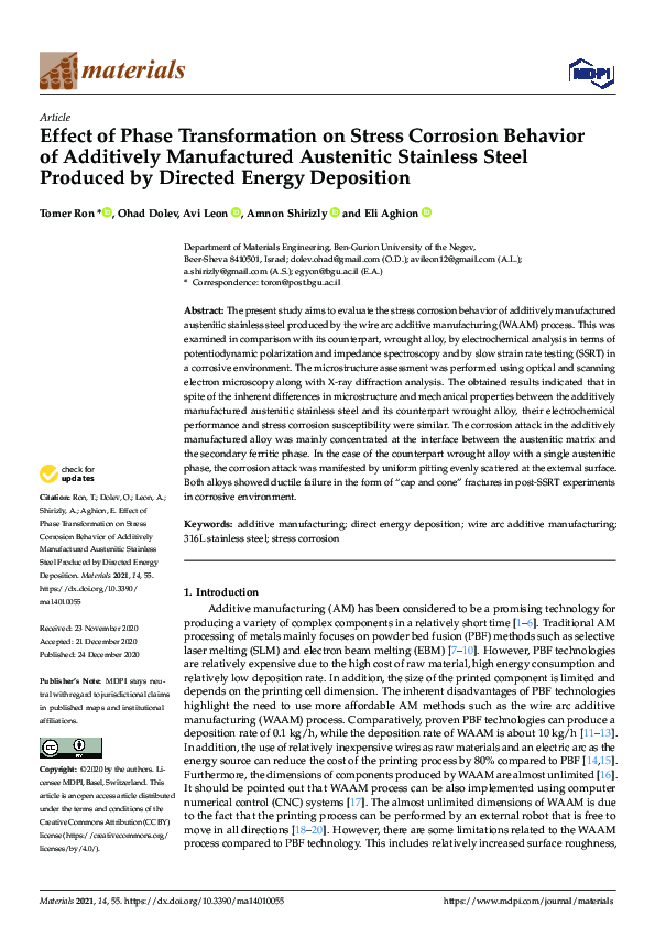 (PDF) Effect of Phase Transformation on Stress Corrosion Behavior of Additively Manufactured ...