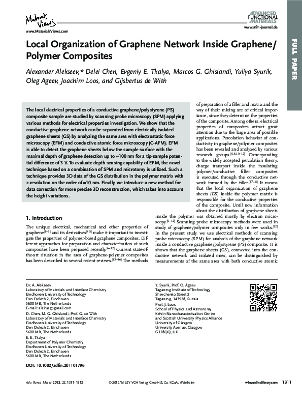 (PDF) Local Organization of Graphene Network Inside Graphene/Polymer ...
